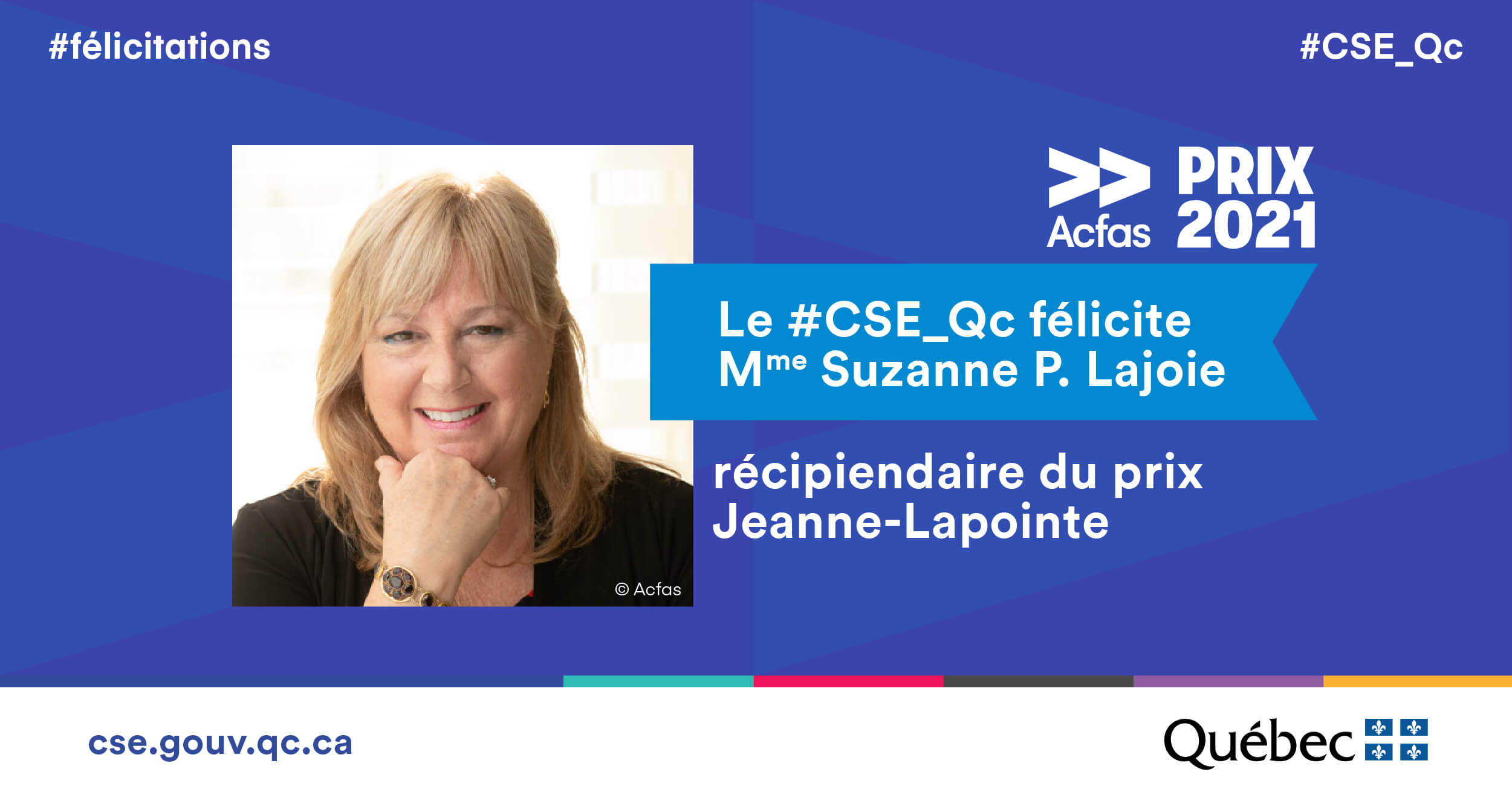 Le prix Jeanne-Lapointe est remis à Susanne P. Lajoie - CSE